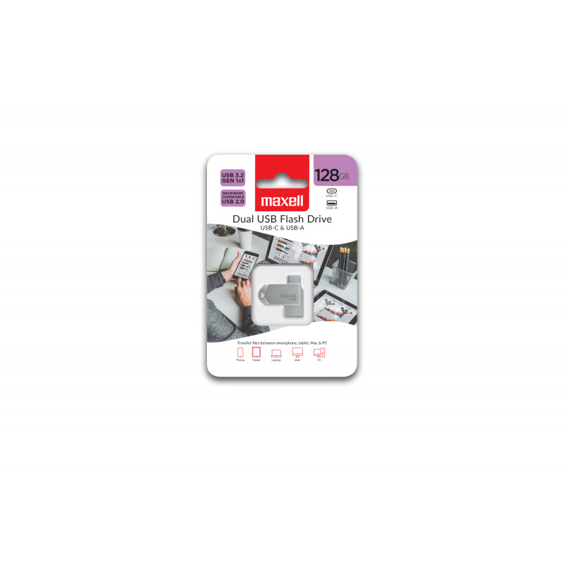 Maxell USB-muistitikku 3.2 GEN1 128GB USB A+C/Tallennusmediat | Euro ...